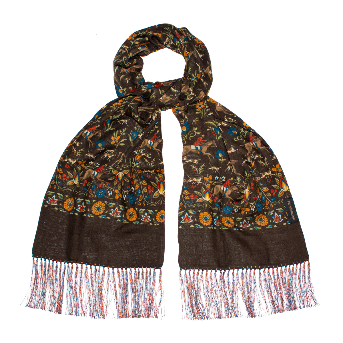 2nd Academic Made in Italy Huntsman Print Scarf Brown